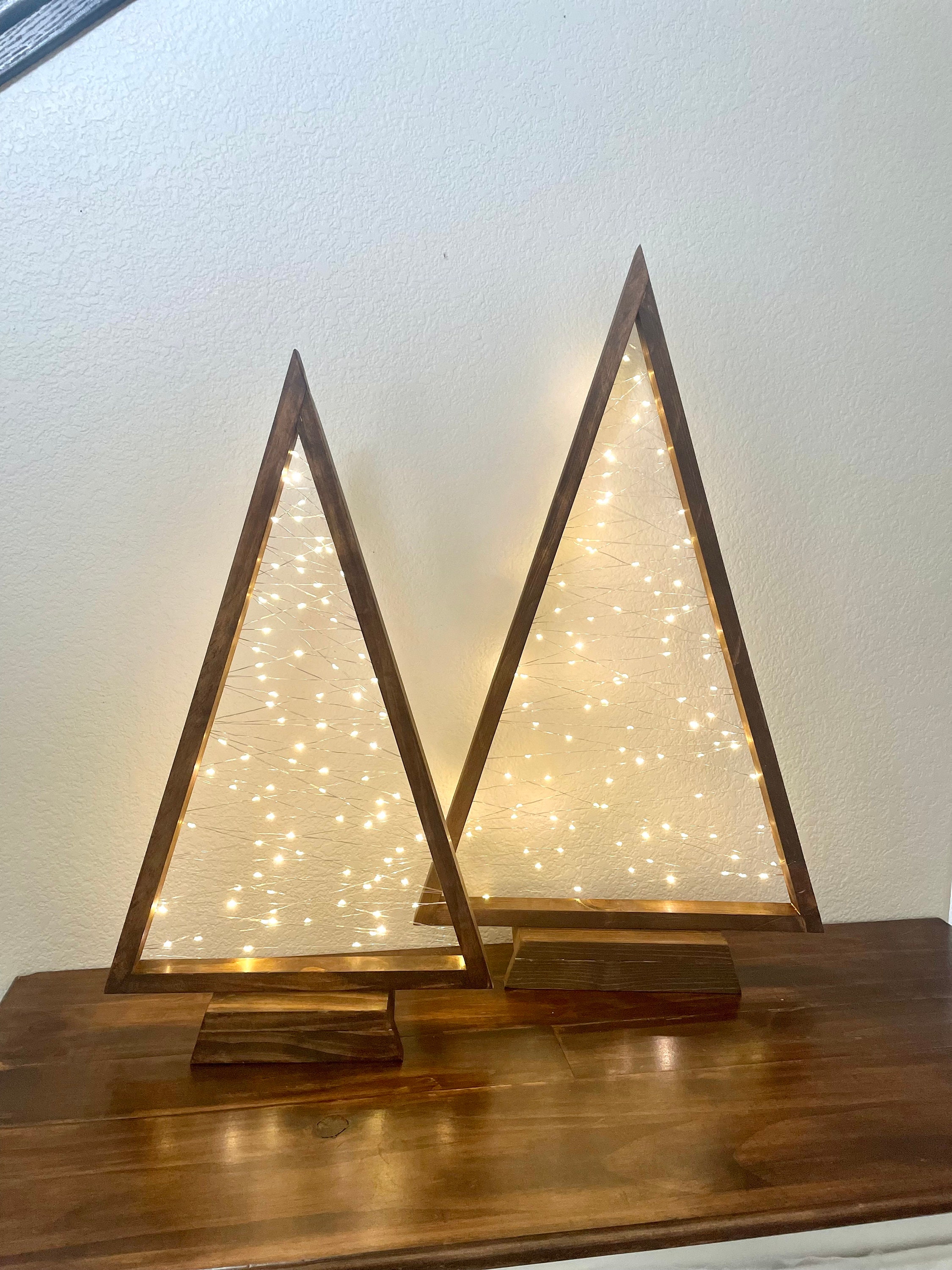 Wood Christmas Tree With Sparkle Lights - Etsy