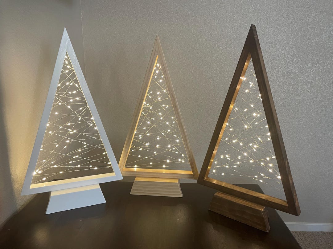 Wood Christmas Tree With Sparkle Lights - Etsy