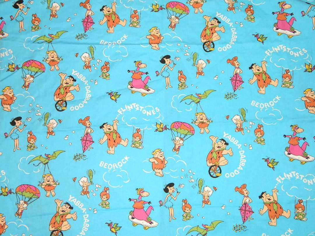 Vintage 1991 the Flintstones “yabba Dabba Doo” Light Blue Characters ...