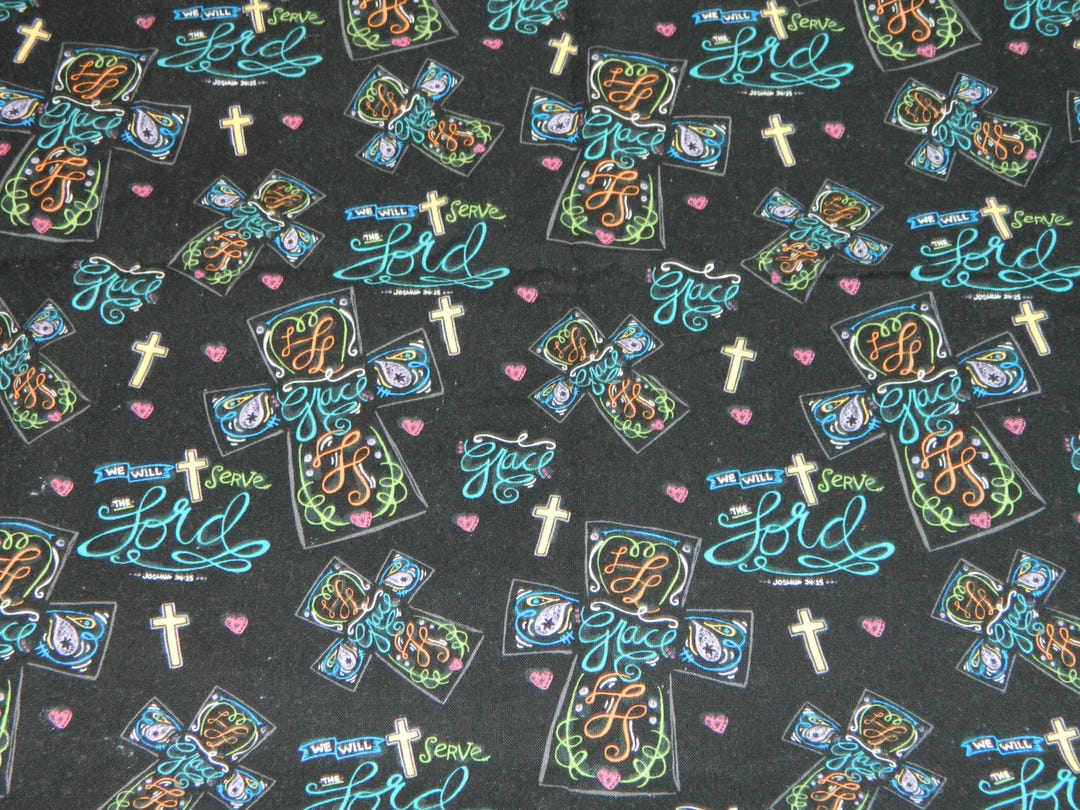 Grace Crosses Cotton Fabric: Christian Quilting Crafting, 17" X 20 ...