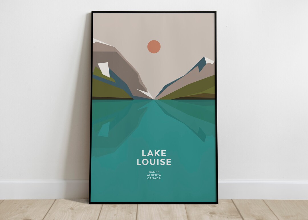 Lake Louise Banff Alberta Canada Poster Print Minimalist Mid-century ...
