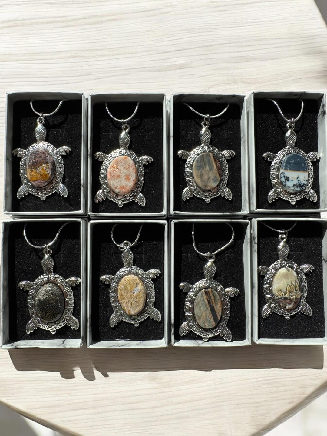 Antique Turtle Gemstone Necklace: Sunstone, Jasper, Agate, Opal - Etsy