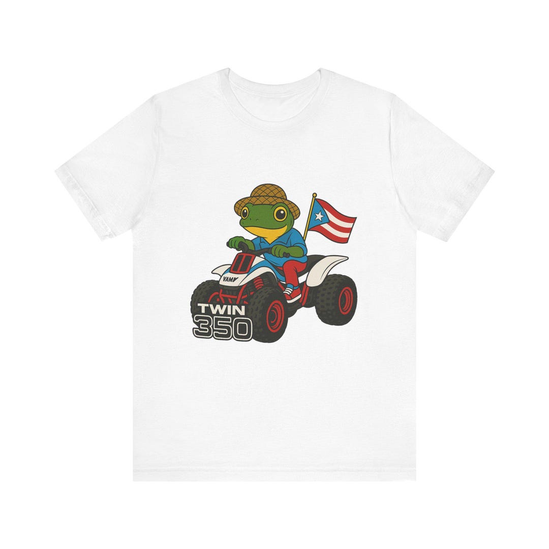 Frog on ATV With Puerto Rico Flag Tee | Twin 350 Graphic T-shirt - Etsy