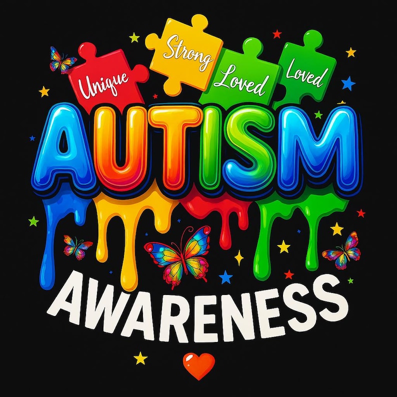 Autism Awareness Rainbow Puzzle Drip Design - Etsy