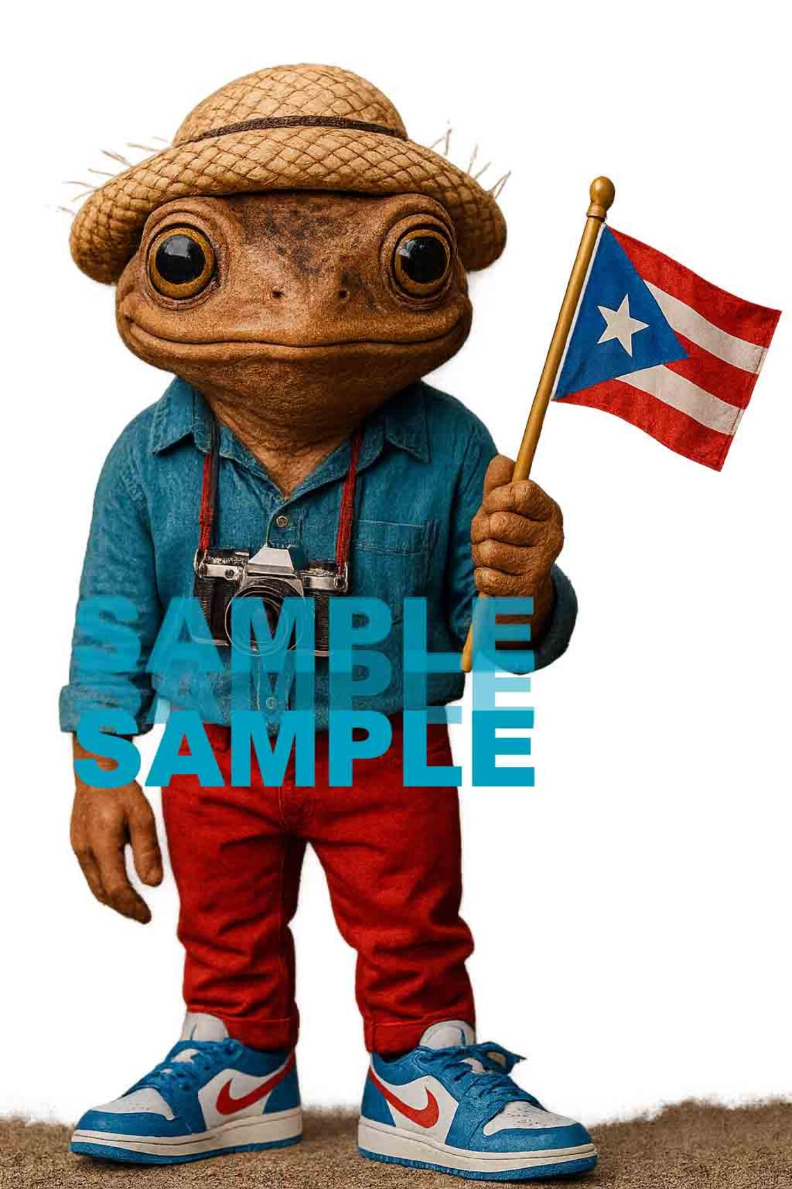 Sapo Concho Puerto Rican Frog Traveler With Flag and Sneakers - Etsy