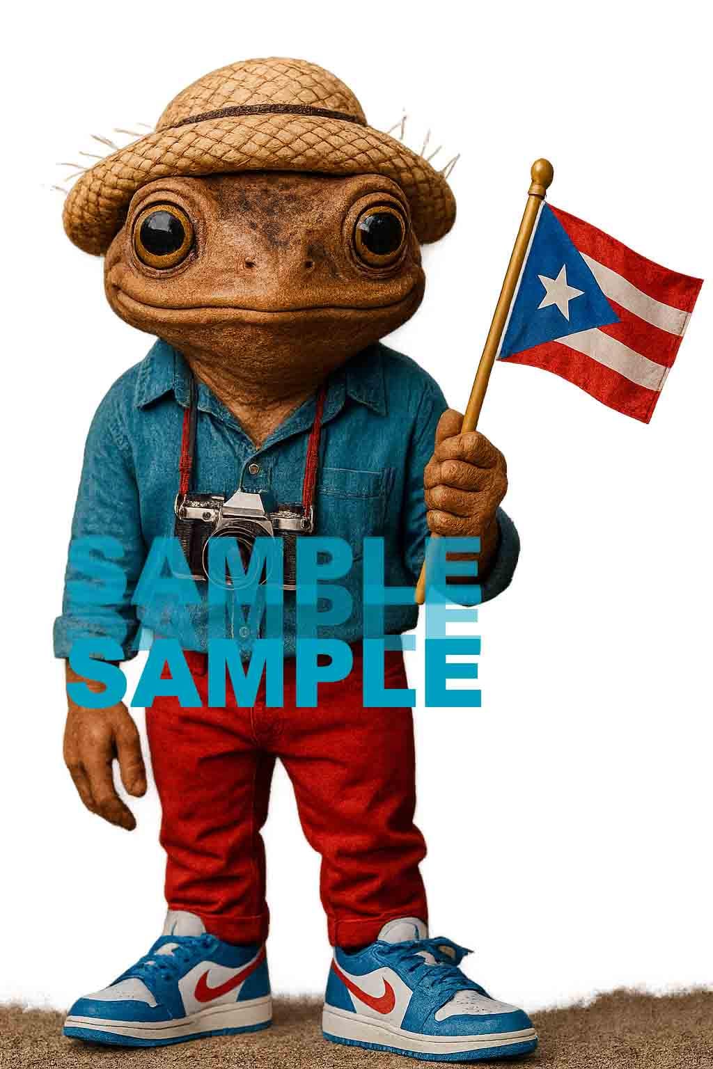 Sapo Concho Puerto Rican Frog Traveler With Flag and Sneakers - Etsy