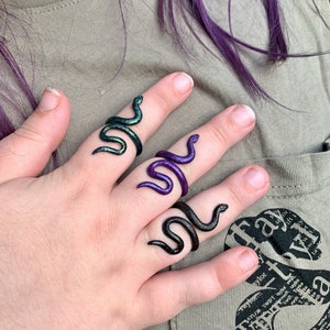 Cool Black OR Green OR Purple Snake Ring / Cool Adjustable Ring ...