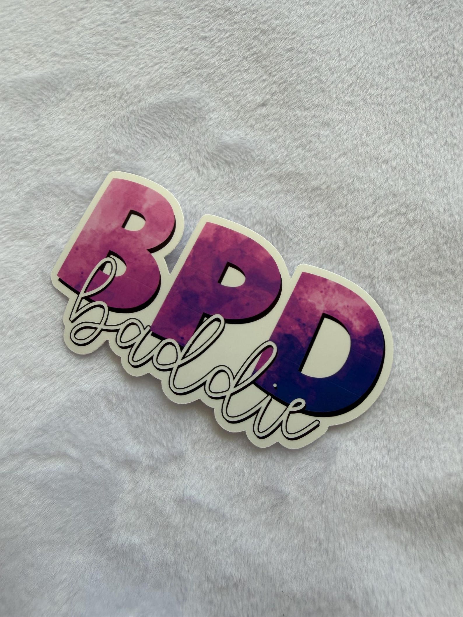 Purple Aesthetic BPD Baddie Sticker- Handmade Cute Mental Health Humor ...