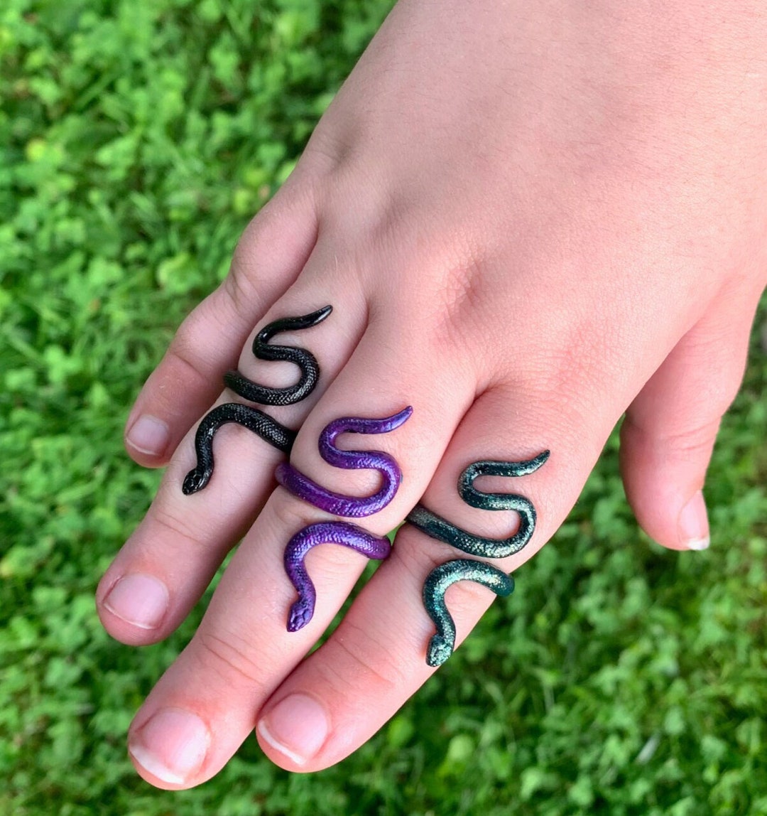 Cool Black OR Green OR Purple Snake Ring / Cool Adjustable Ring ...