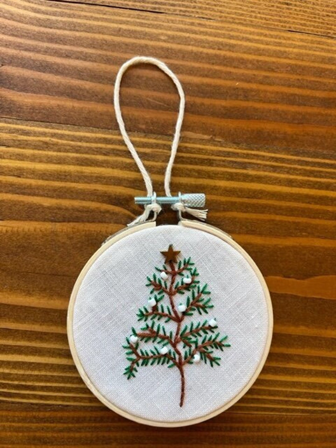 Christmas Tree Embroidered Ornament White Details - Etsy