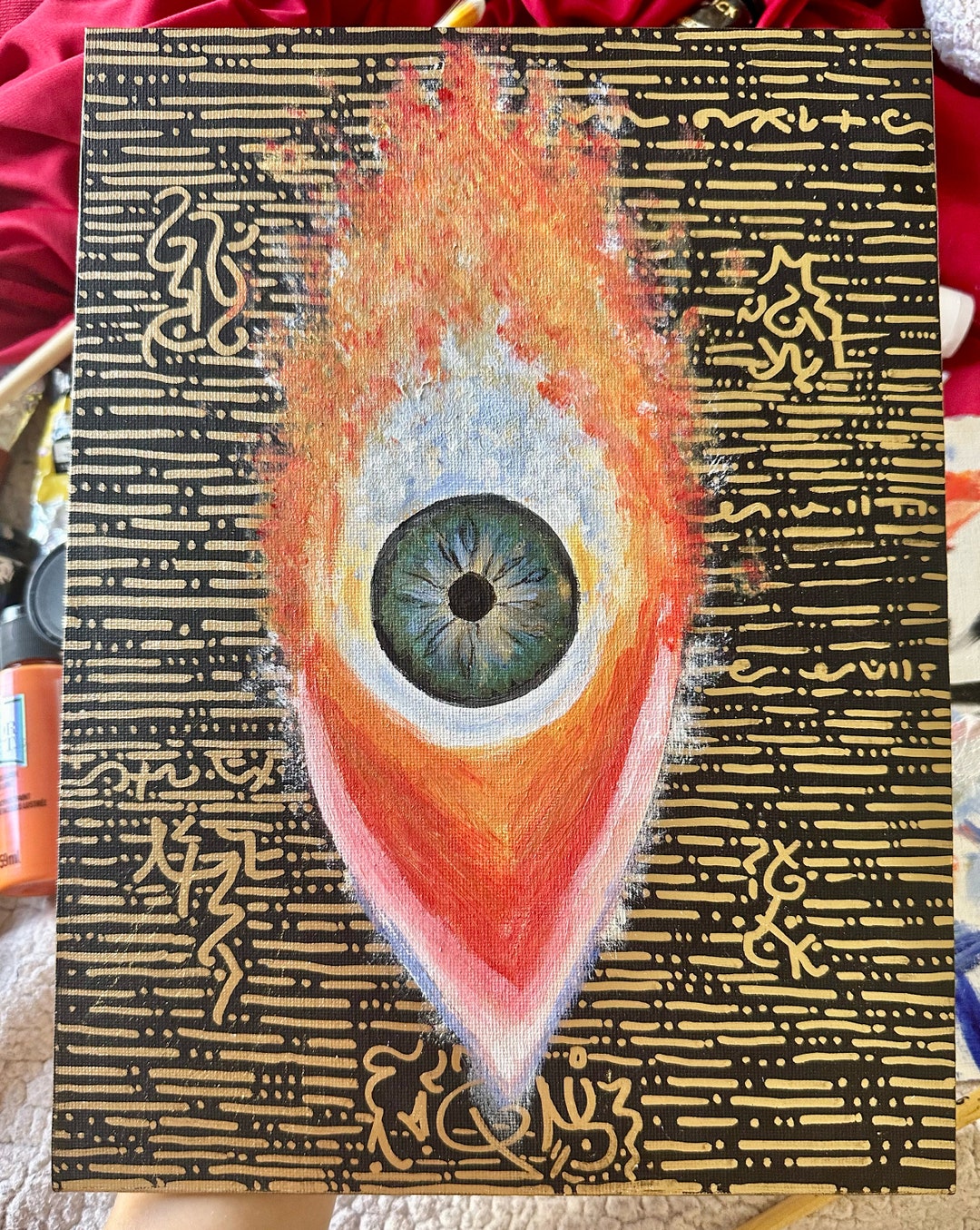Eye of Seraphim Divine Protection Oil & Acrylic Painting Light Language ...