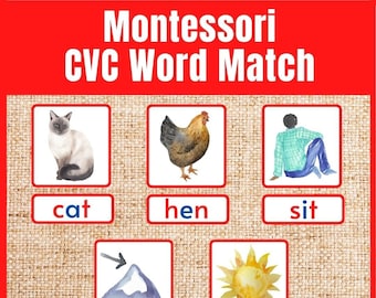 Rainbow CVC Words Matching Game for Homeschool, Preschool, Montessori ...