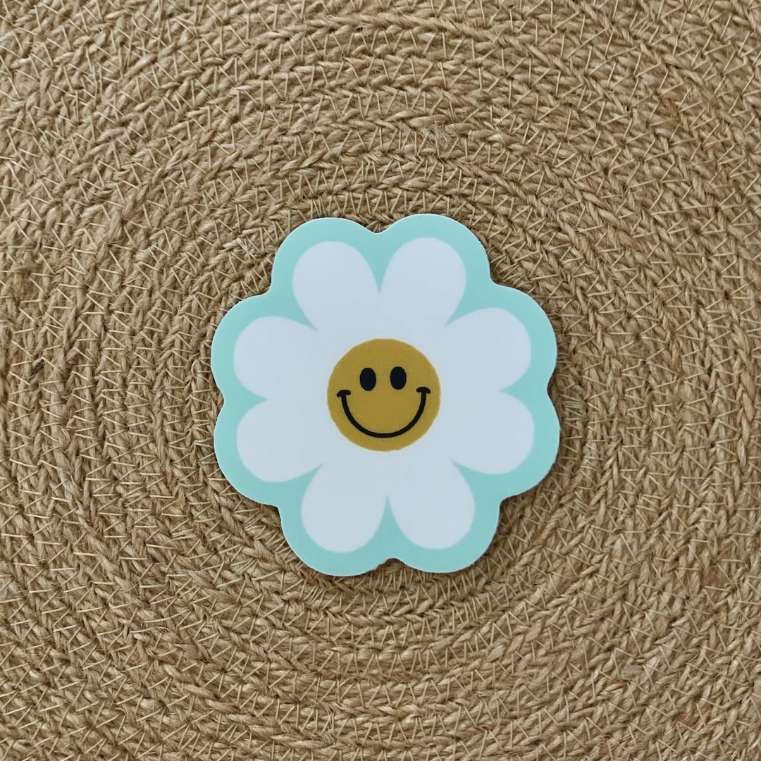 Smiley Flower Sticker - Etsy