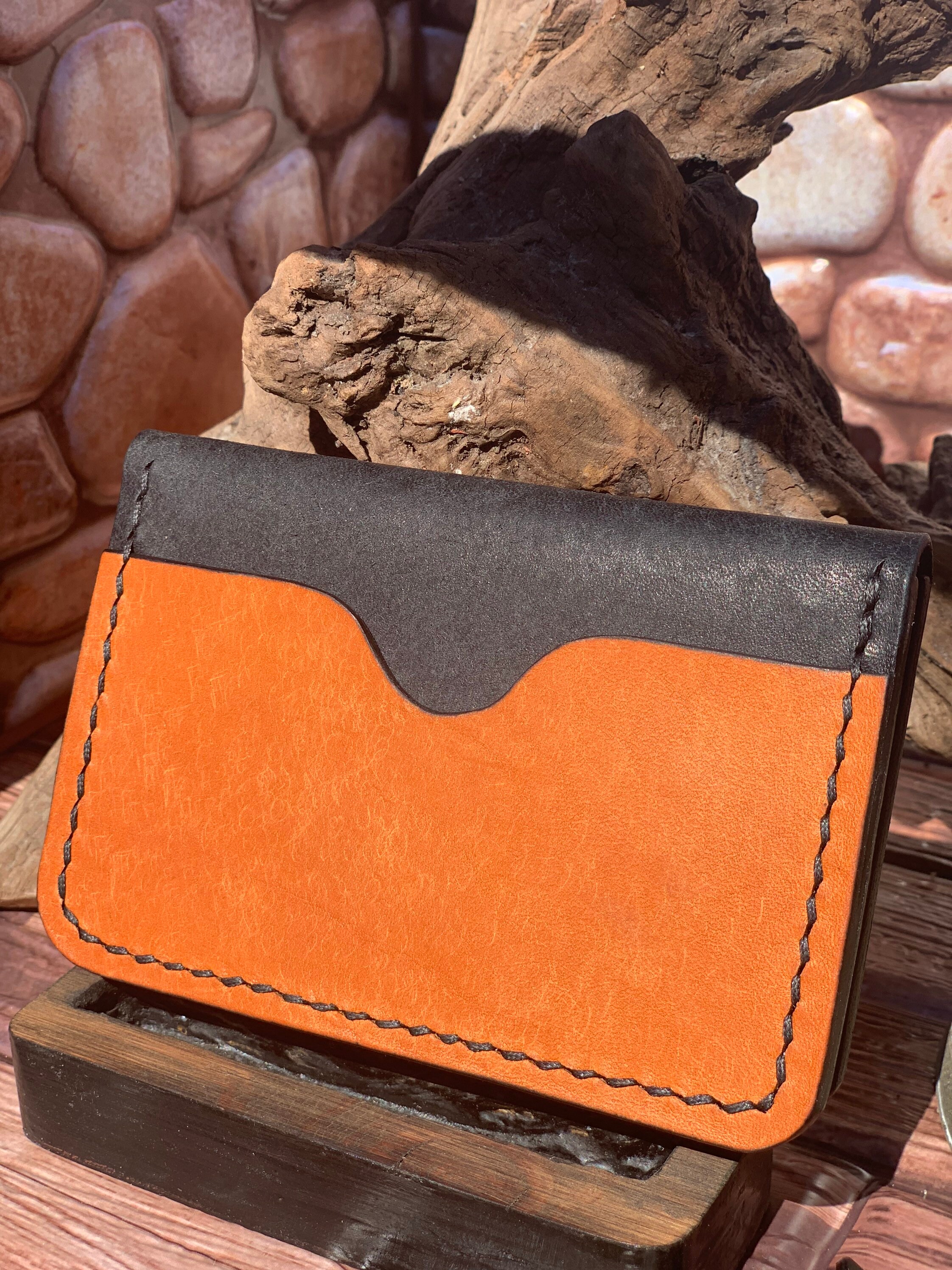 Wallet Card Holder Handmade Italian Badalassi Pueblo Leather Black and ...