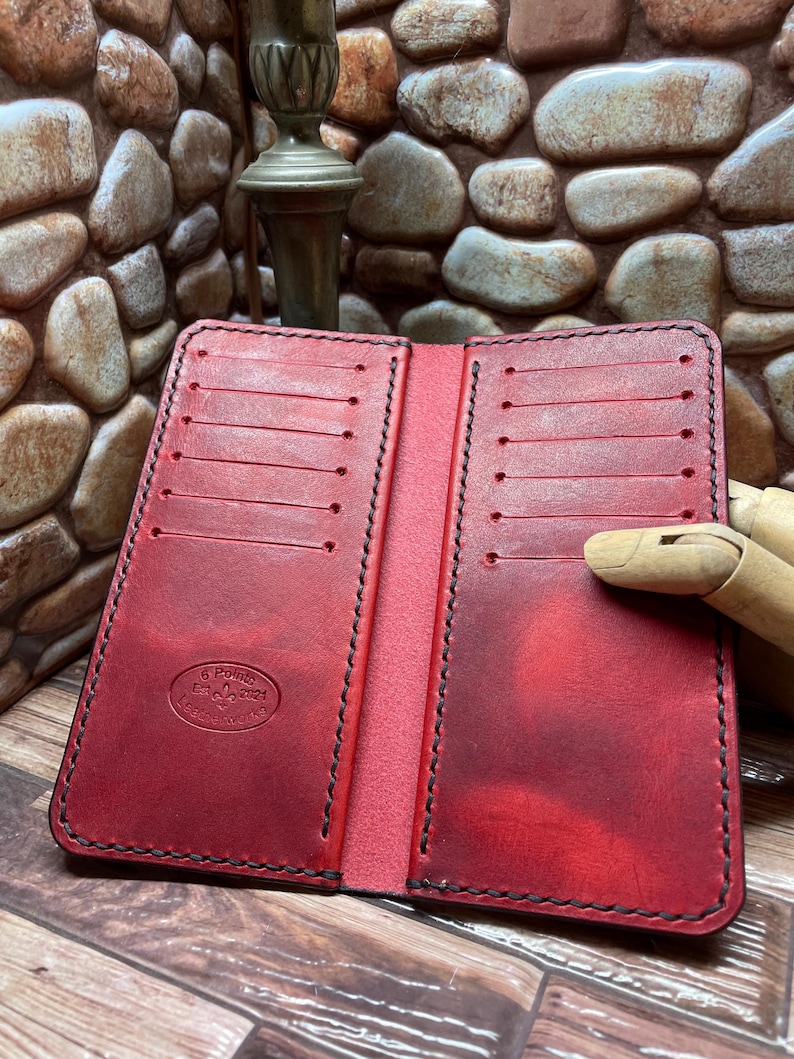 Roper Wallet "the Roper" Horween Derby in London Bus Red Handmade Roper ...