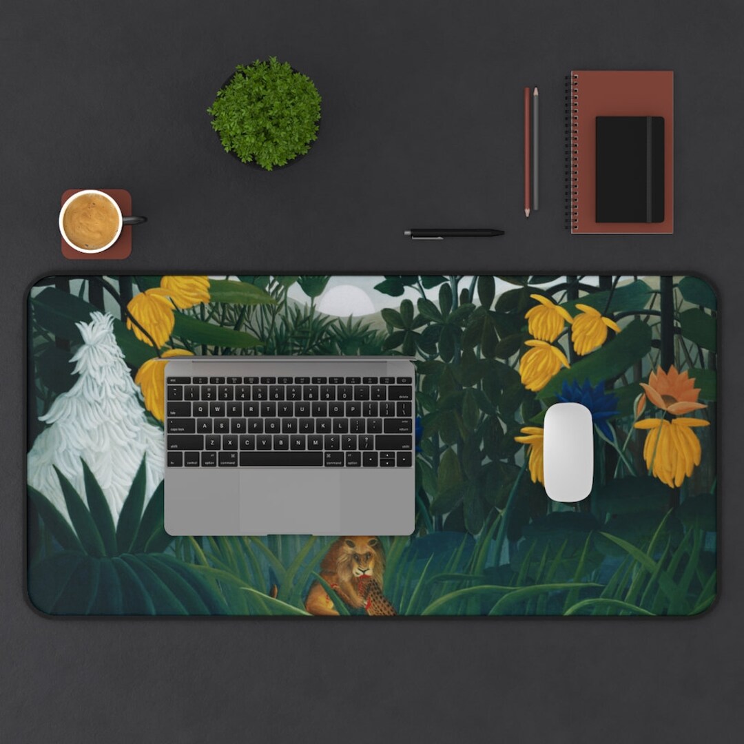 Henri Rousseau Lion Desk Mat: Green Jungle Workspace Accessory - Etsy