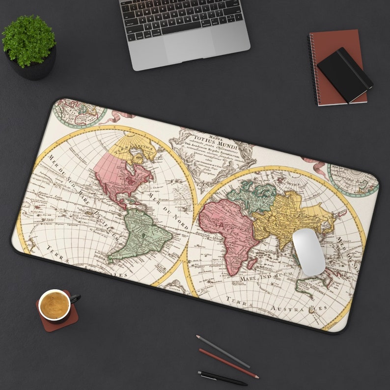 Old World Map Mappa Totius Mundi Home Office Desk Mat - Etsy Old World Map Mappa Totius Mundi Home Office Desk Mat - Etsy
