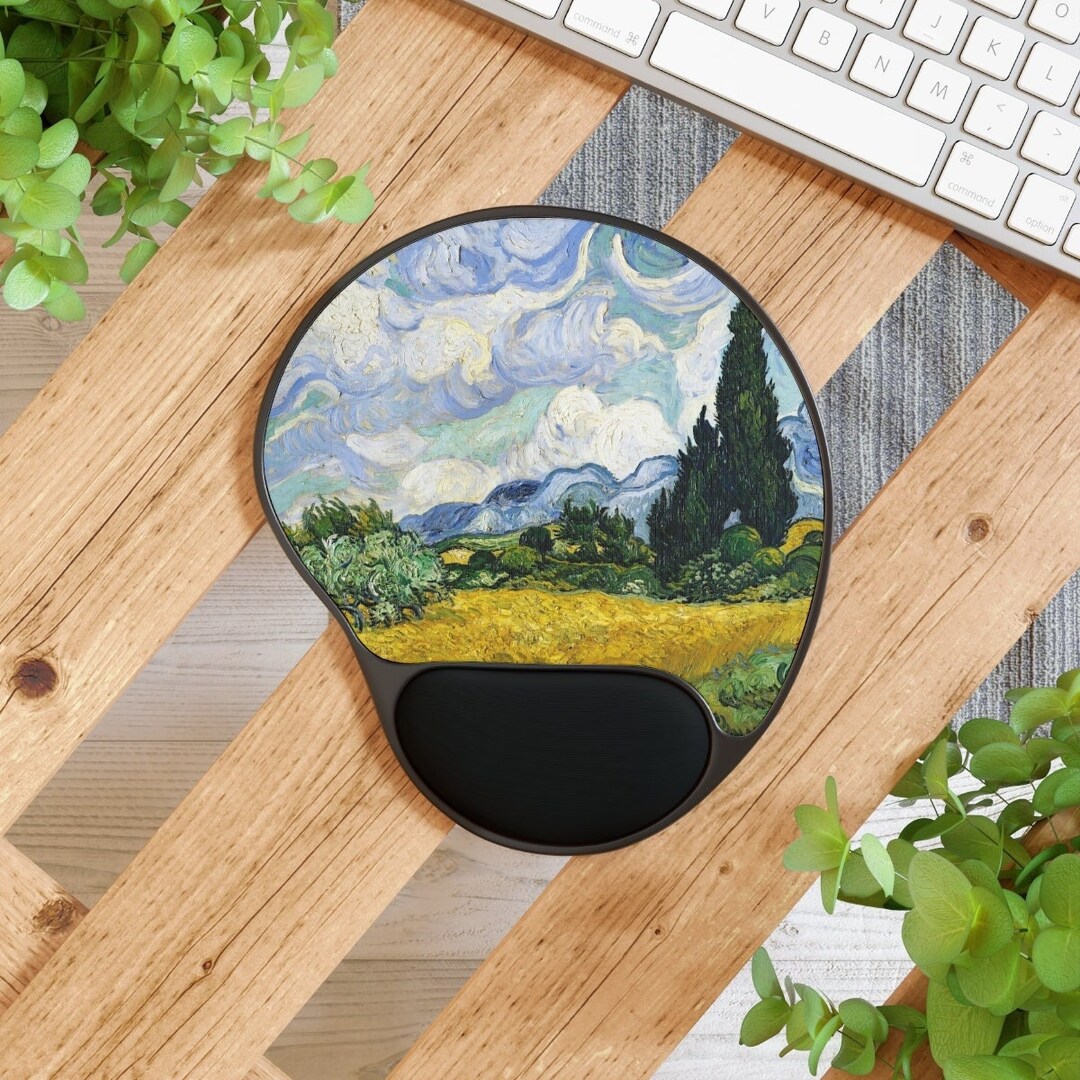 Wheat Field Wrist Rest Mousepad, Van Gogh Painting, Ergonomic Mouse Pad ...