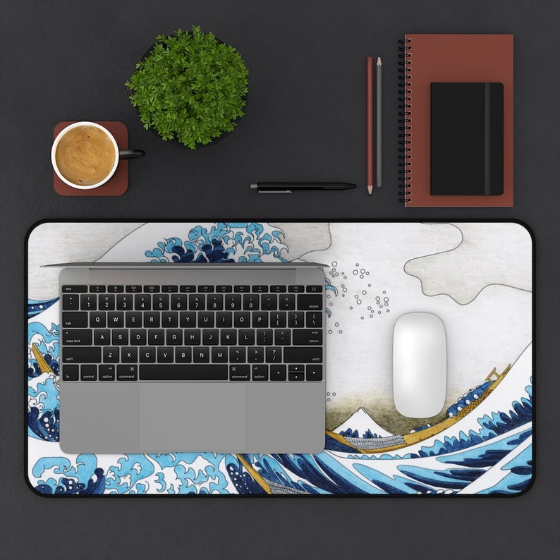 Japanese Desk Mat the Great Wave Katsushika Extended Mouse - Etsy