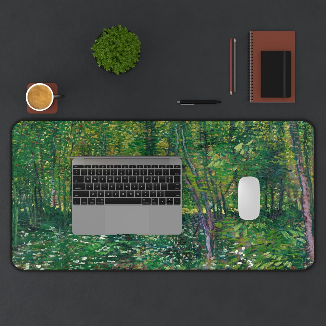 Van Gogh Print Extra Large Desk Mat, Trees and Undergrowth Extended ...