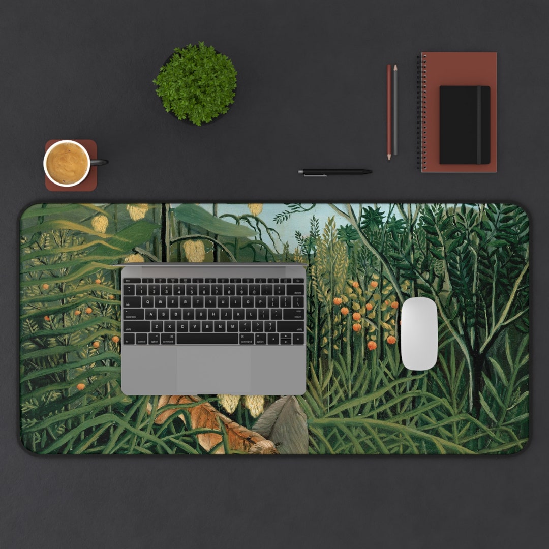 Henri Rousseau Extra Large Desk Pad, Tropical Forest Extended Mousepad ...