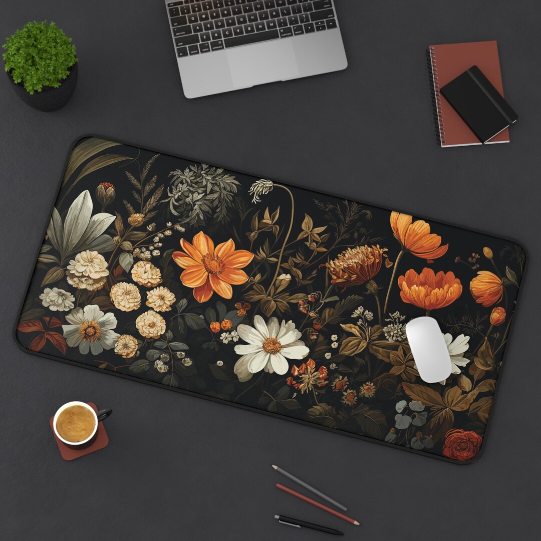 Cottagecore Desk Mat, Wildflower Large Mousepad Desk Decor Aesthetic ...