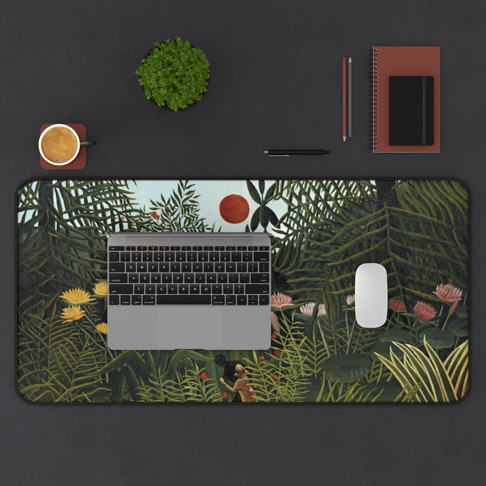 Henri Rousseau Desk Accessory Décor, Virgin Forest Extended Mousepad ...