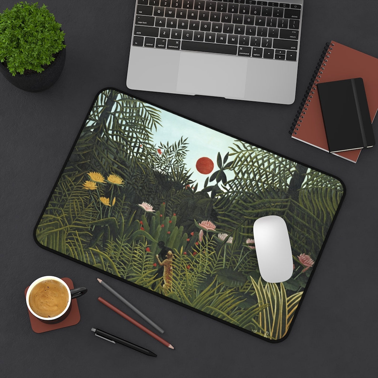 Henri Rousseau Desk Accessory Décor, Virgin Forest Extended Mousepad ...