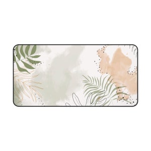 Minimalist Aesthetic Desk Mat, Beige Leafy Extended Mousepad, Xxl Mouse ...