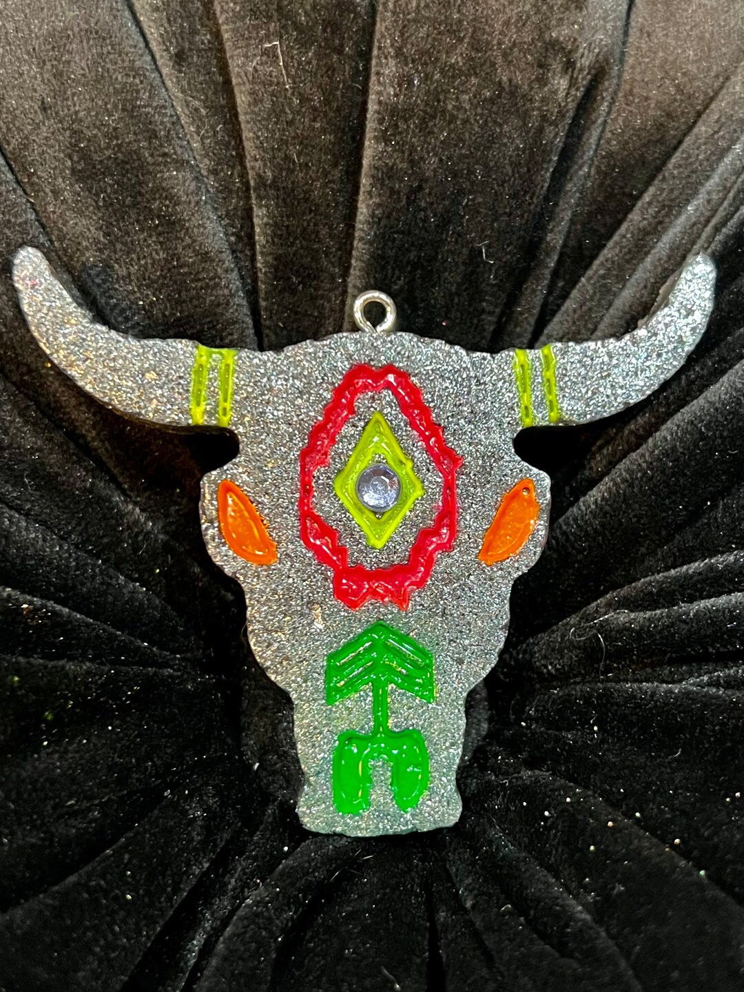 Black and Neon Cow Skull Vent Clip Freshie Black Ice - Etsy