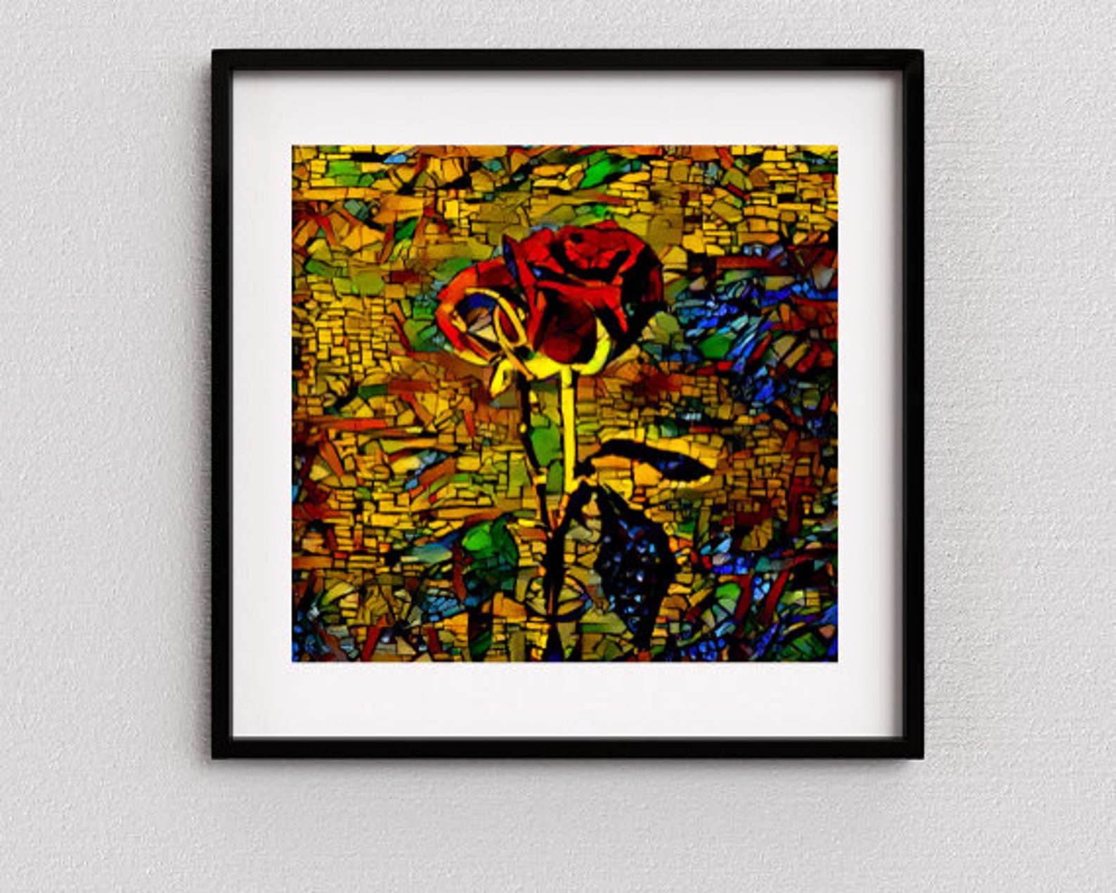 Rose Mosaic Art Print Mosaic Art Poster Mosaic Wall Art - Etsy