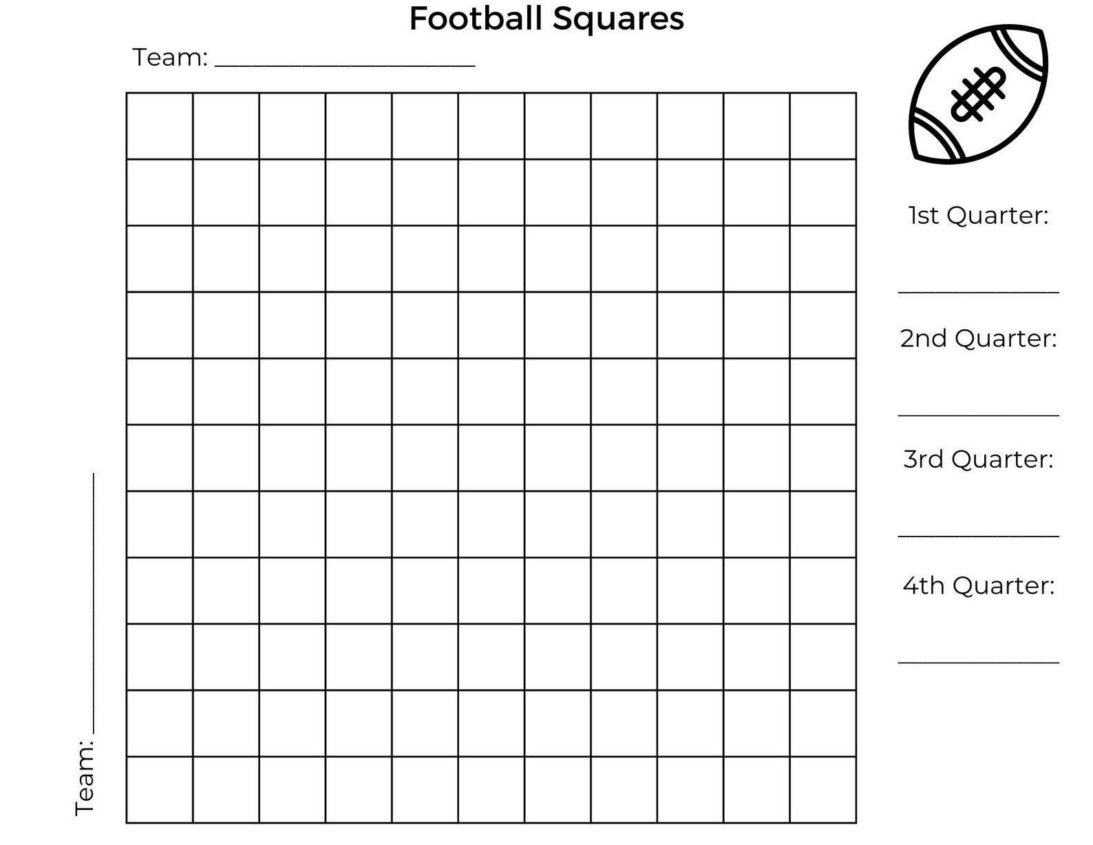 Printable Football Game Squares| Super Bowl Party Game | 8.5"x11" - Etsy