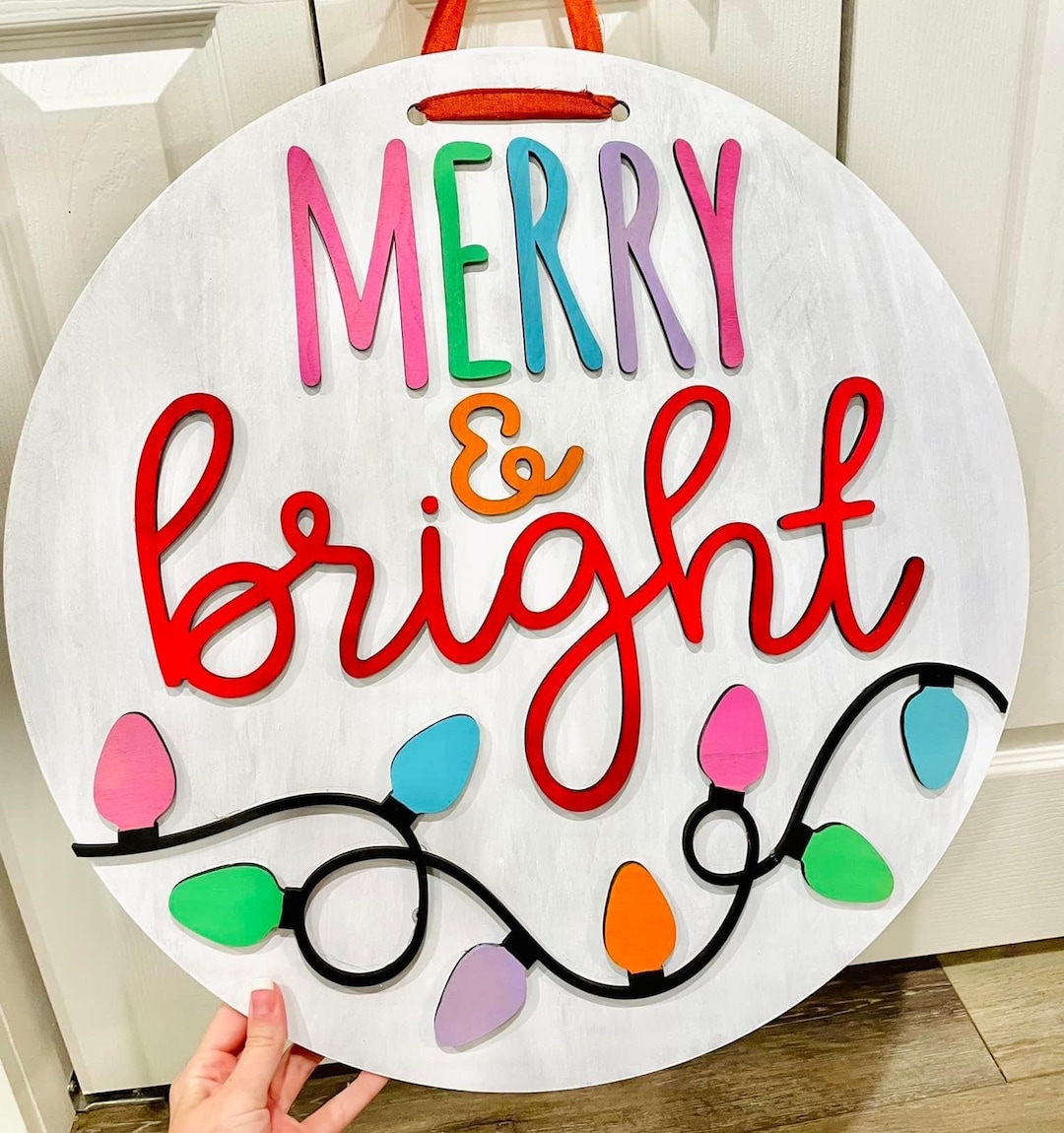 Merry and Bright Door Hanger - Etsy