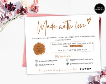 Editable Thank You Card Template Canva for Small Business - Etsy UK