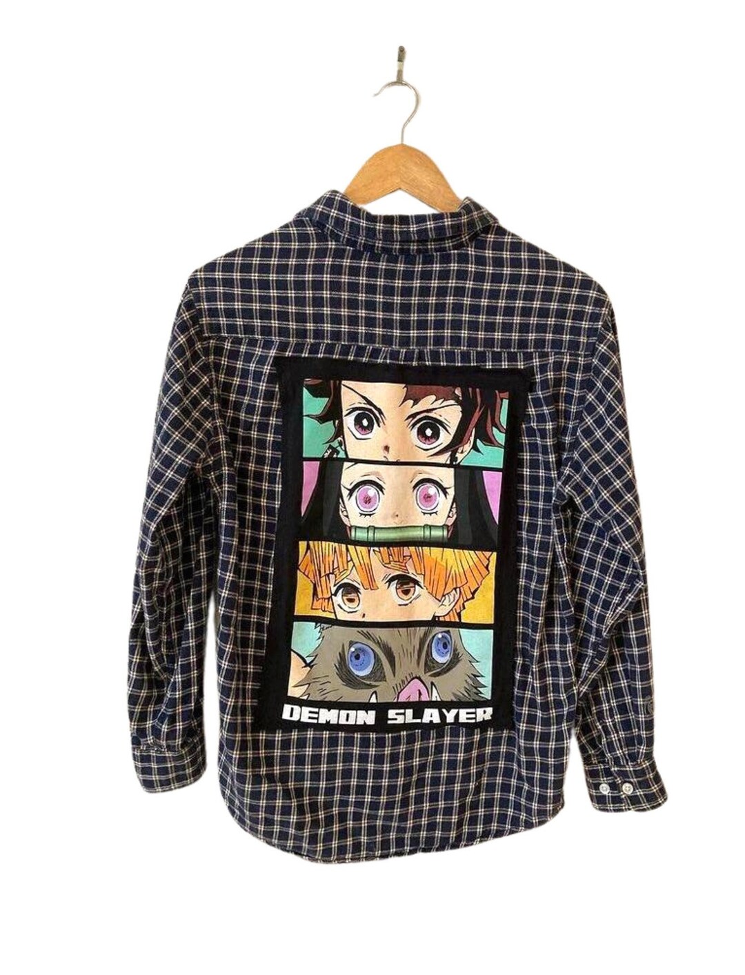 Navy and White Anime Flannel, Japanese Manga, Custom and Handmade, Gift ...