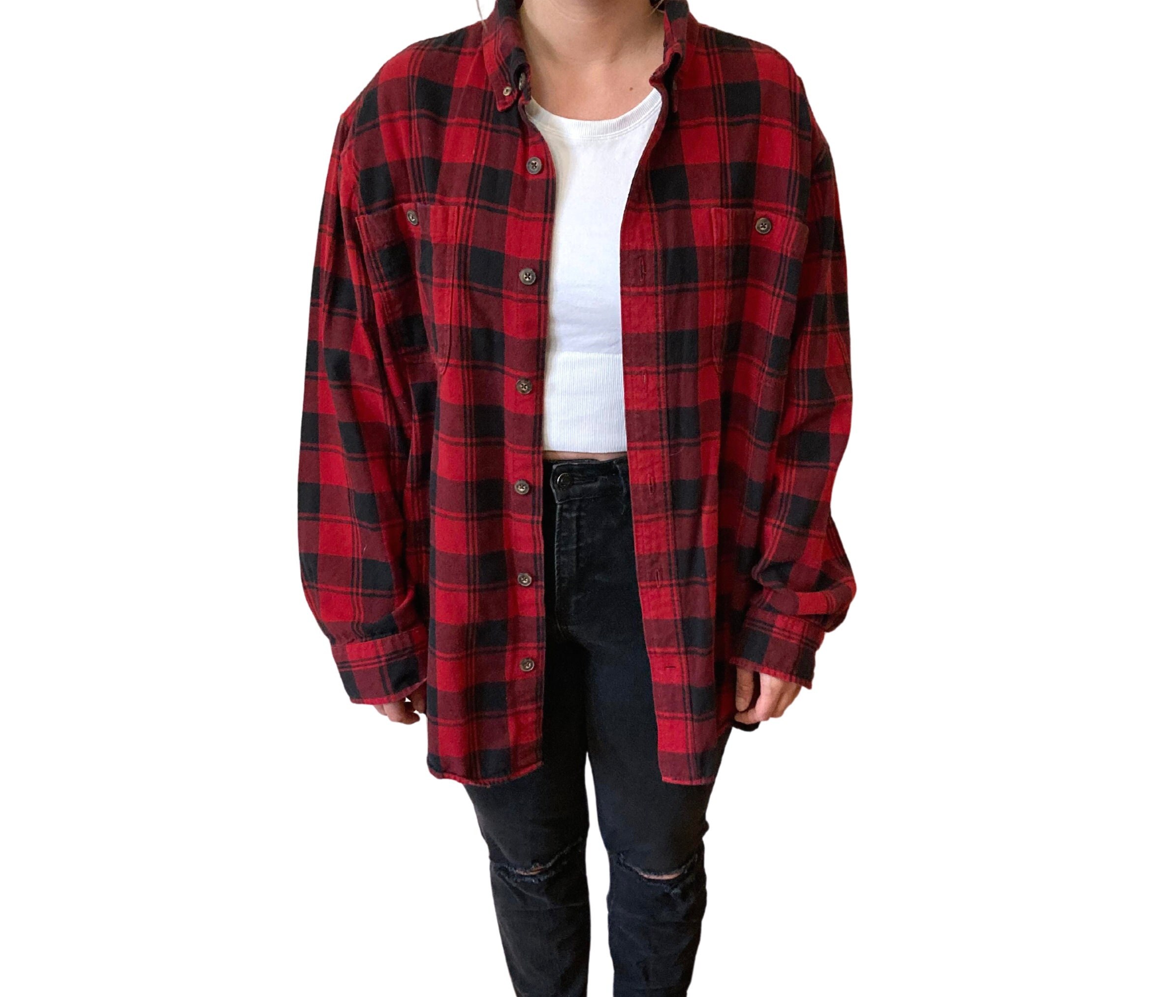 Red and Black Anime Flannel, Japanese Manga, Custom and Handmade, Gift ...