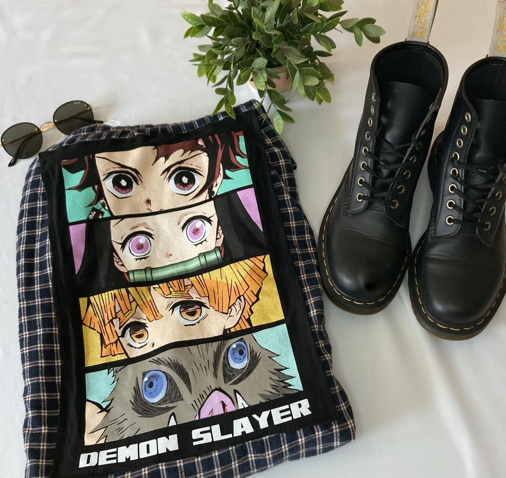 Navy and White Anime Flannel, Japanese Manga, Custom and Handmade, Gift ...