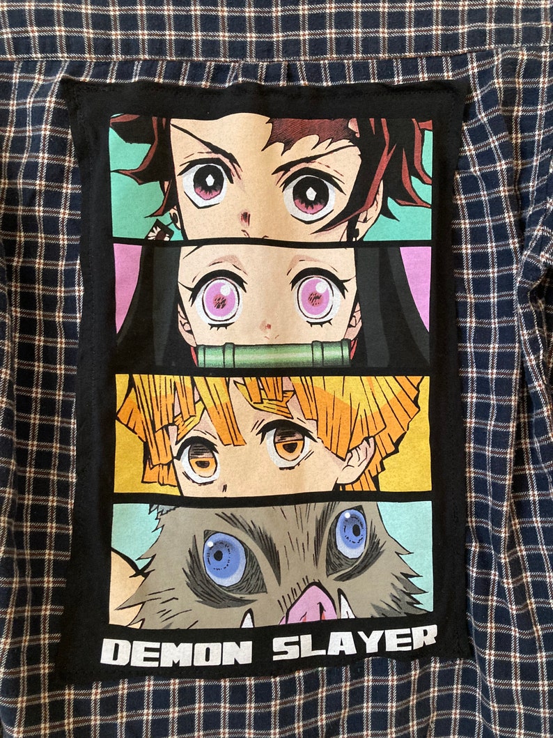 Navy and White Anime Flannel, Japanese Manga, Custom and Handmade, Gift ...