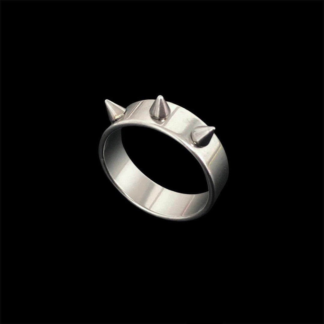 Spiked Band Ring - Unisex Mens Womens Spike Spikey Silver Stainless ...