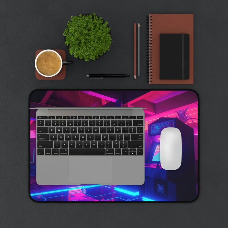 80s Retro Neon Arcade Desk Mat Long Desk Mats Mousepad - Etsy