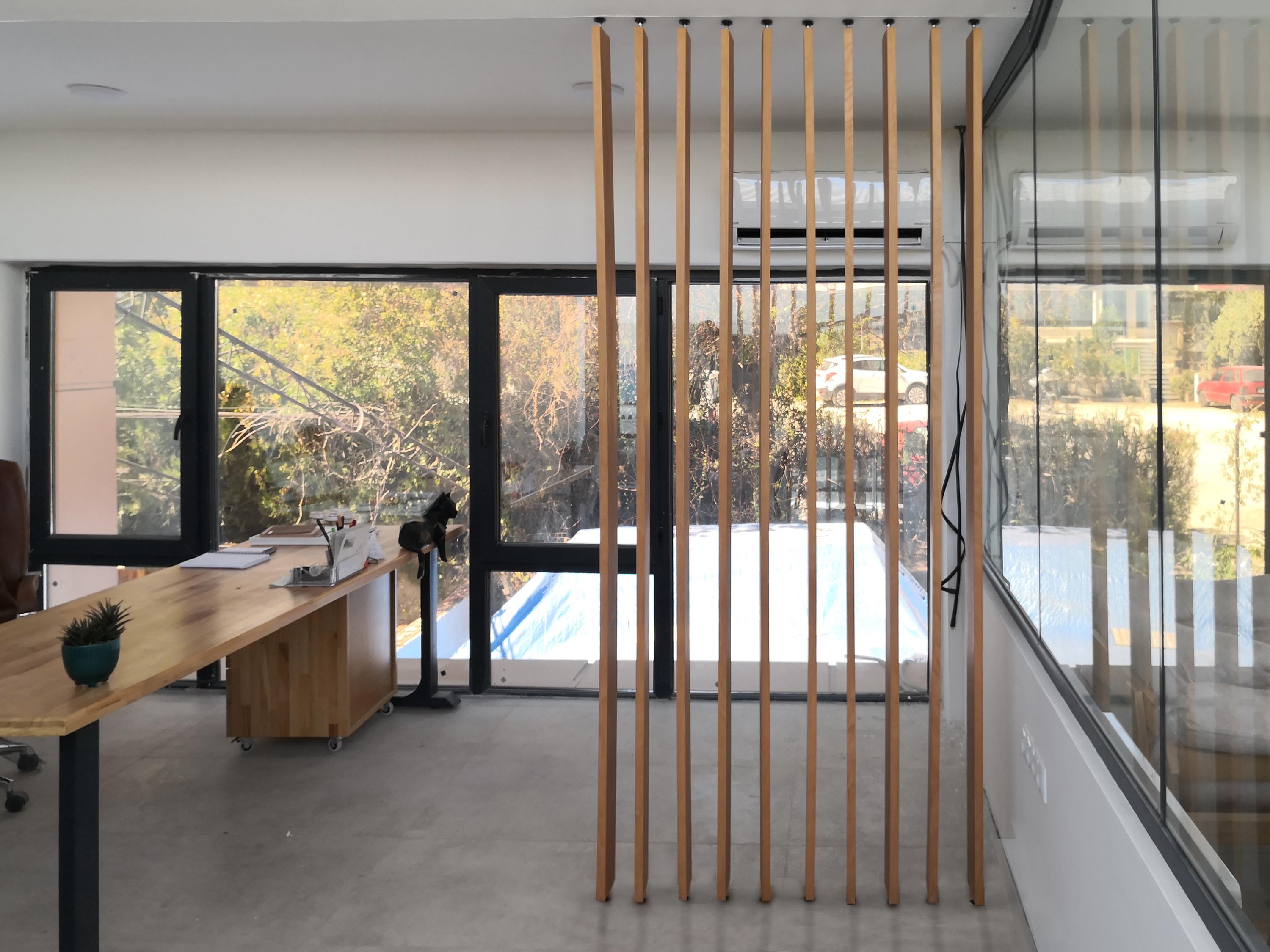 Custom Length Slat Room Divider: Rotating Slat Partition, Privacy ...