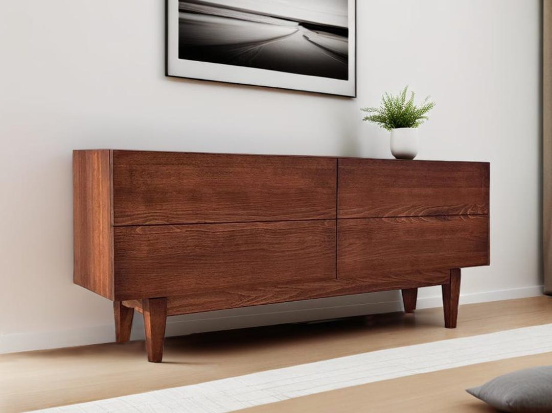 Custom Solid Wood Media Console Table: TV Stand With Storage - Etsy