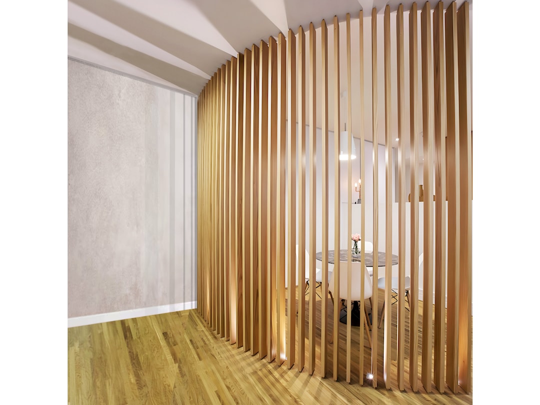 Custom Length Slat Room Divider: Rotating Slat Partition, Privacy ...