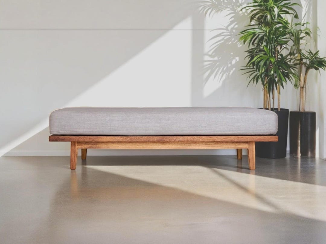 Custom Beech Wood Chaise Lounge: Scandinavian Entryway Bench, Made to ...