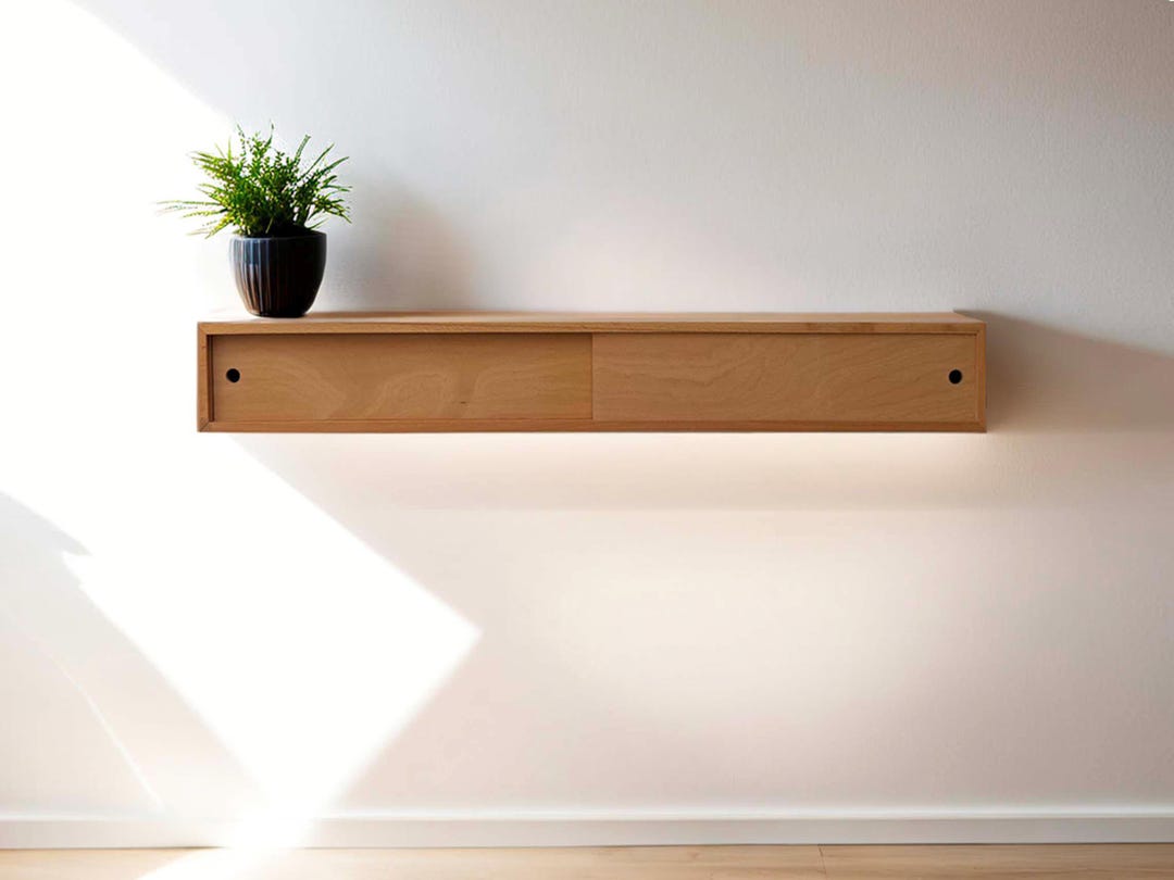 Custom Solid Wood Floating Console: Narrow Entryway Shelf - Etsy