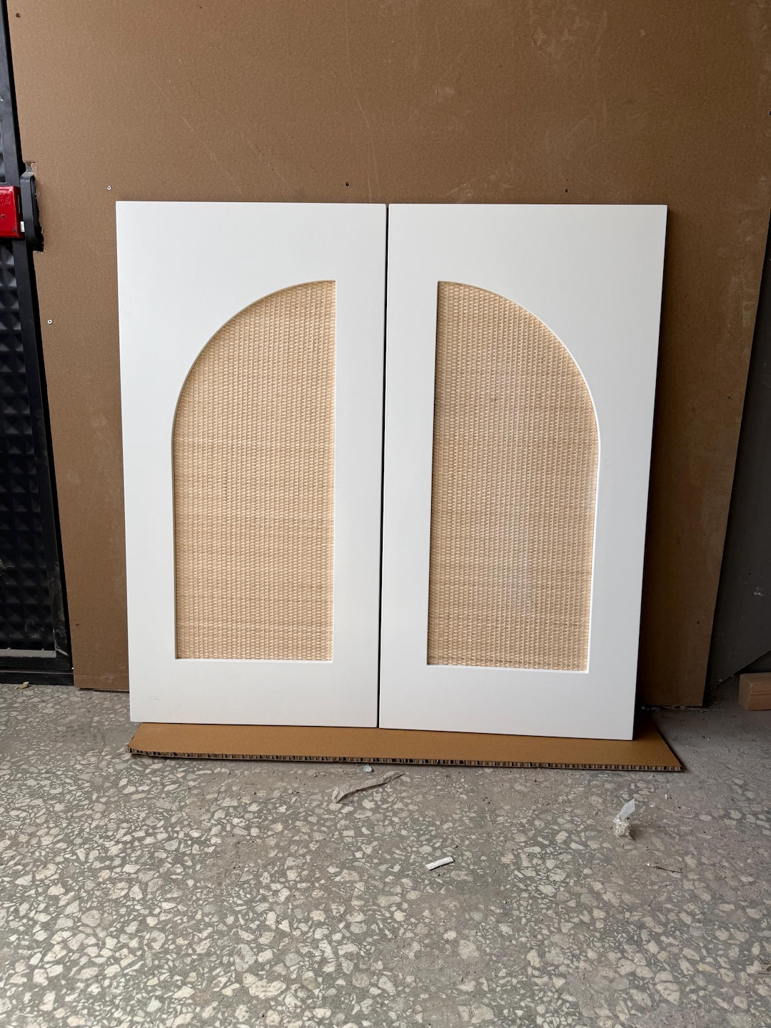 White Arched Rattan Cabinet Doors - Cane Inset Kitchen Cupboard ...