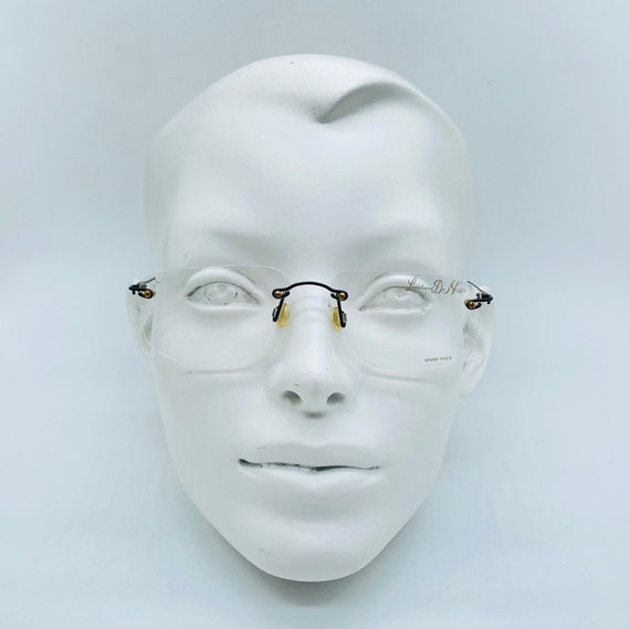 Leonhard De Nebbe 1022 90s Vintage Black Rimless Rect… - Gem