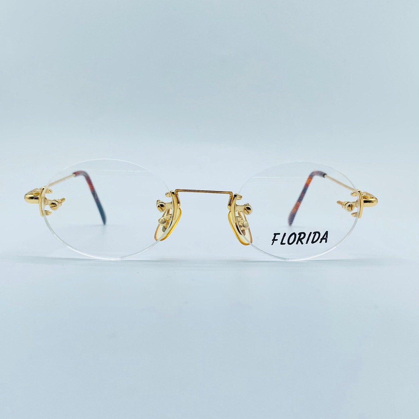 Florida Mod. 5202 / Rimless Gold Oval Vintage Unique Eyeglasses ...