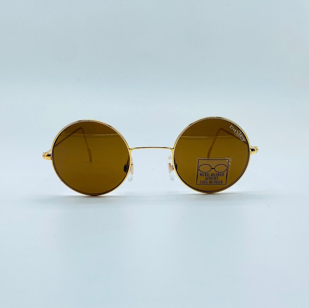 Basley 90s / Vintage Micro Slim Circle Gold Unique Sunglasses / Made İn ...