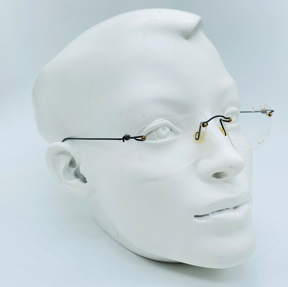 Leonhard De Nebbe 1022 90s Vintage Black Rimless Rect… - Gem